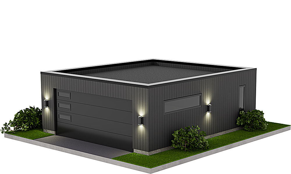 Garasje med flatt tak - Karlshusgarasjene